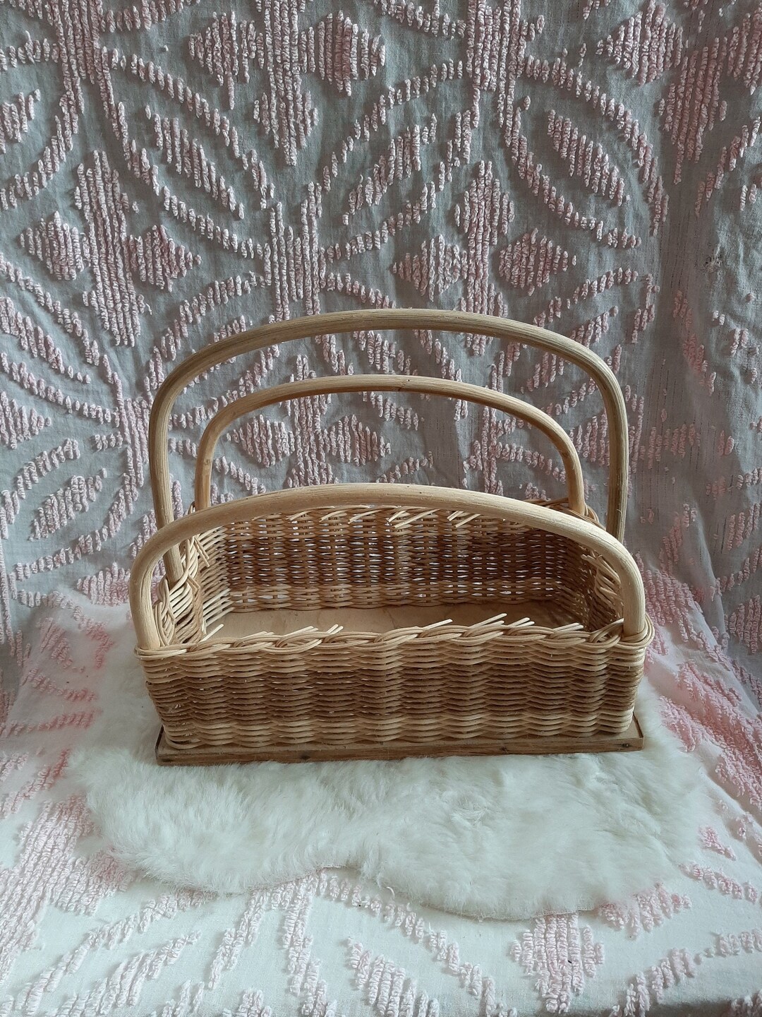 Vintage Wicker Wooden Magazine Rack/holder 14" X 13" X 8" - Etsy