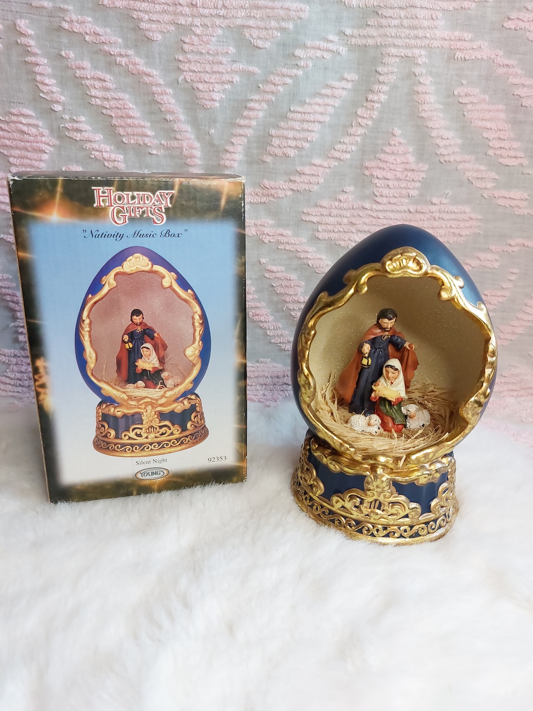 Vintage Holiday Gift Nativity Music Box 'silent Night' 7.5" Tall - Etsy
