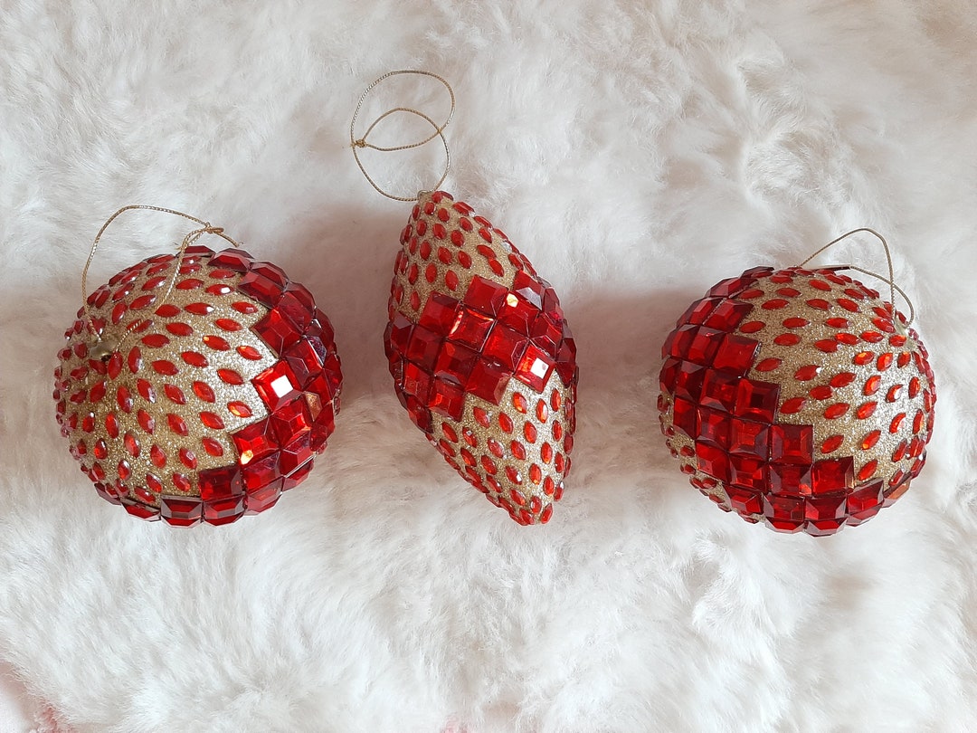 Vintage Artificial Ruby Christmas Ornament Lot of 3 - Etsy