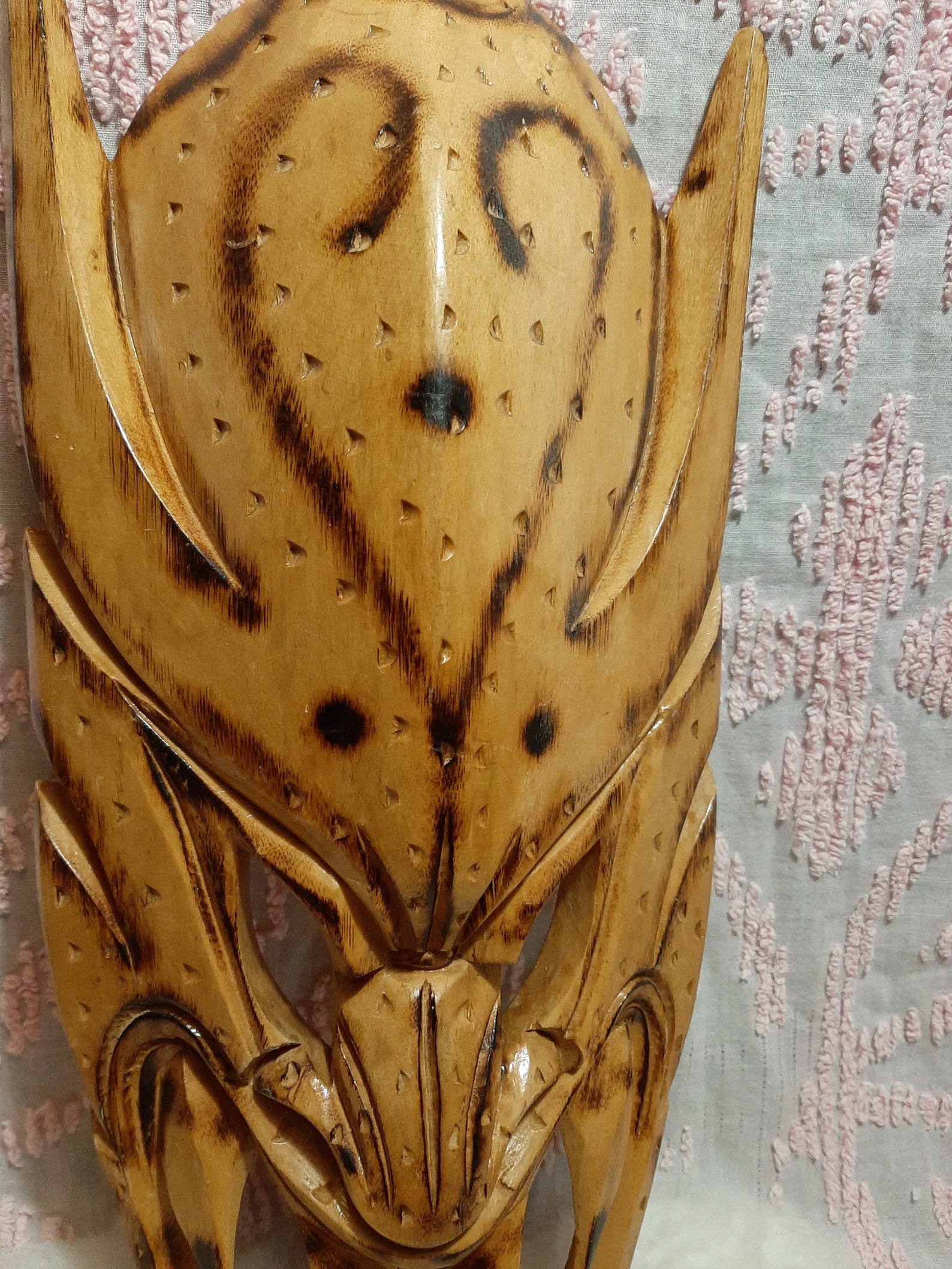 Vintage Burn Wood Scary Tribal Mask Wall Decor 18 Tall | Etsy