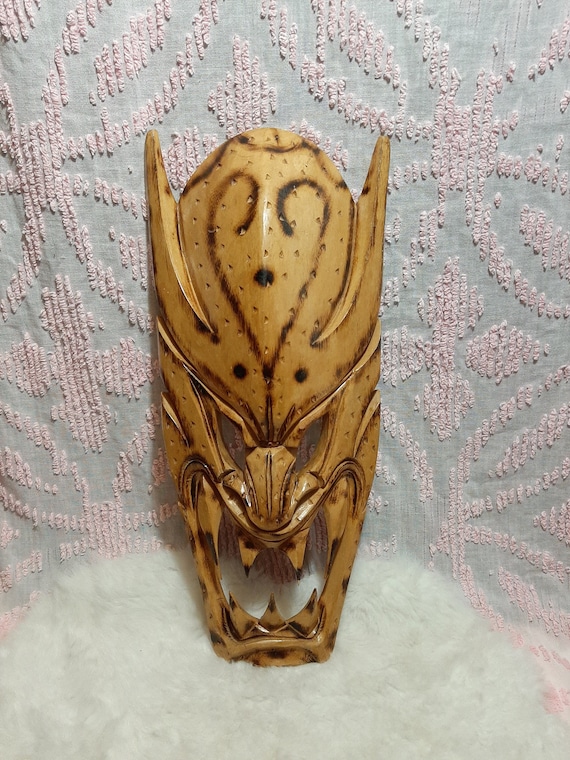 Vintage Burn Wood Scary Tribal Mask Wall Decor 18 Tall | Etsy