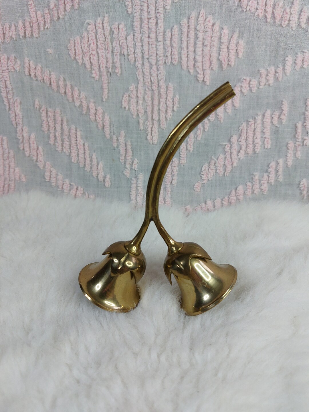 Vintage Brass Double Bell Flower Table Bell 5.5" Tall - Etsy