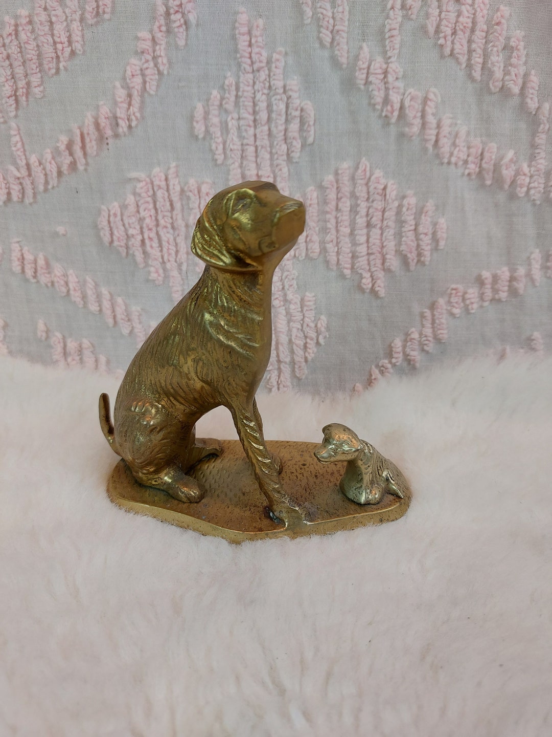 Vintage Brass Dog With Baby Pups Figurine 5" Tall - Etsy