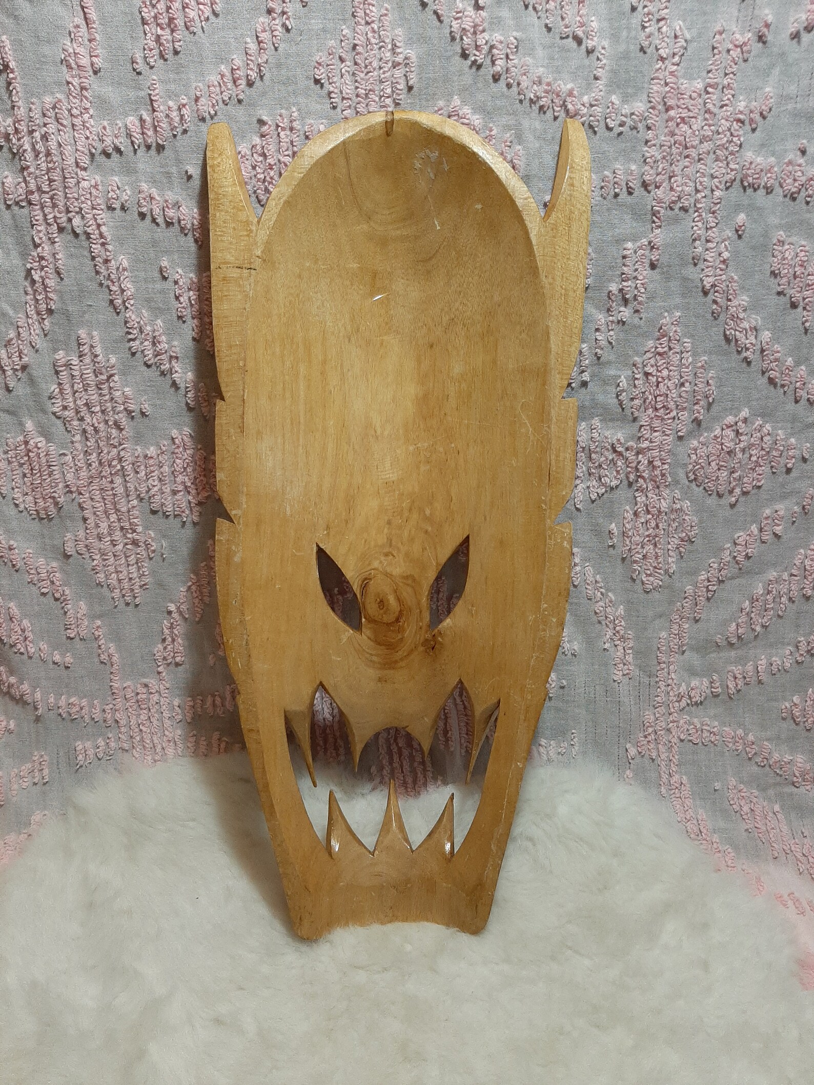 Vintage Burn Wood Scary Tribal Mask Wall Decor 18 Tall | Etsy