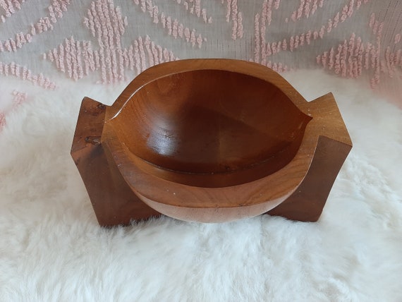 Bowls Vintage Teak Wood Circle Shape Carved Key Jewellery Holder Bowl 5 ...