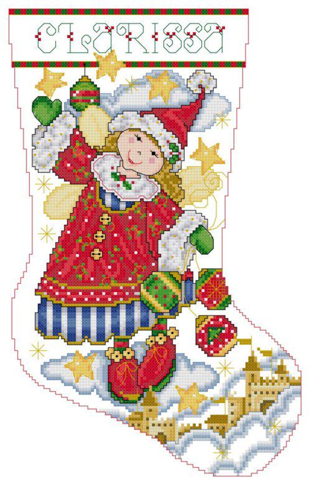 Fairy Christmas Stocking Designed by Joan Elliott Cross-stitch Pattern ...