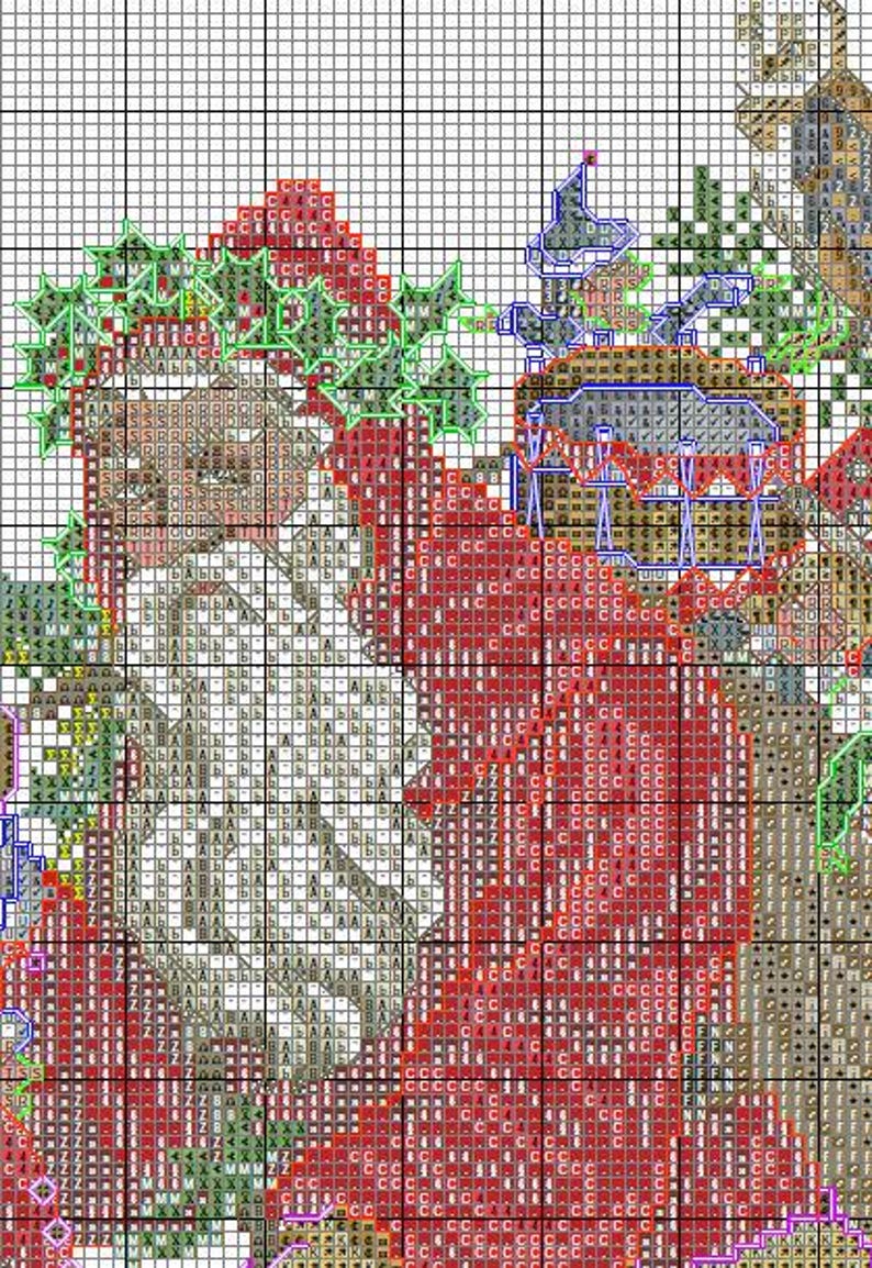 Santa Stocking Designed Counted Cross-stitch Pattern PDF Hand Stitch ...