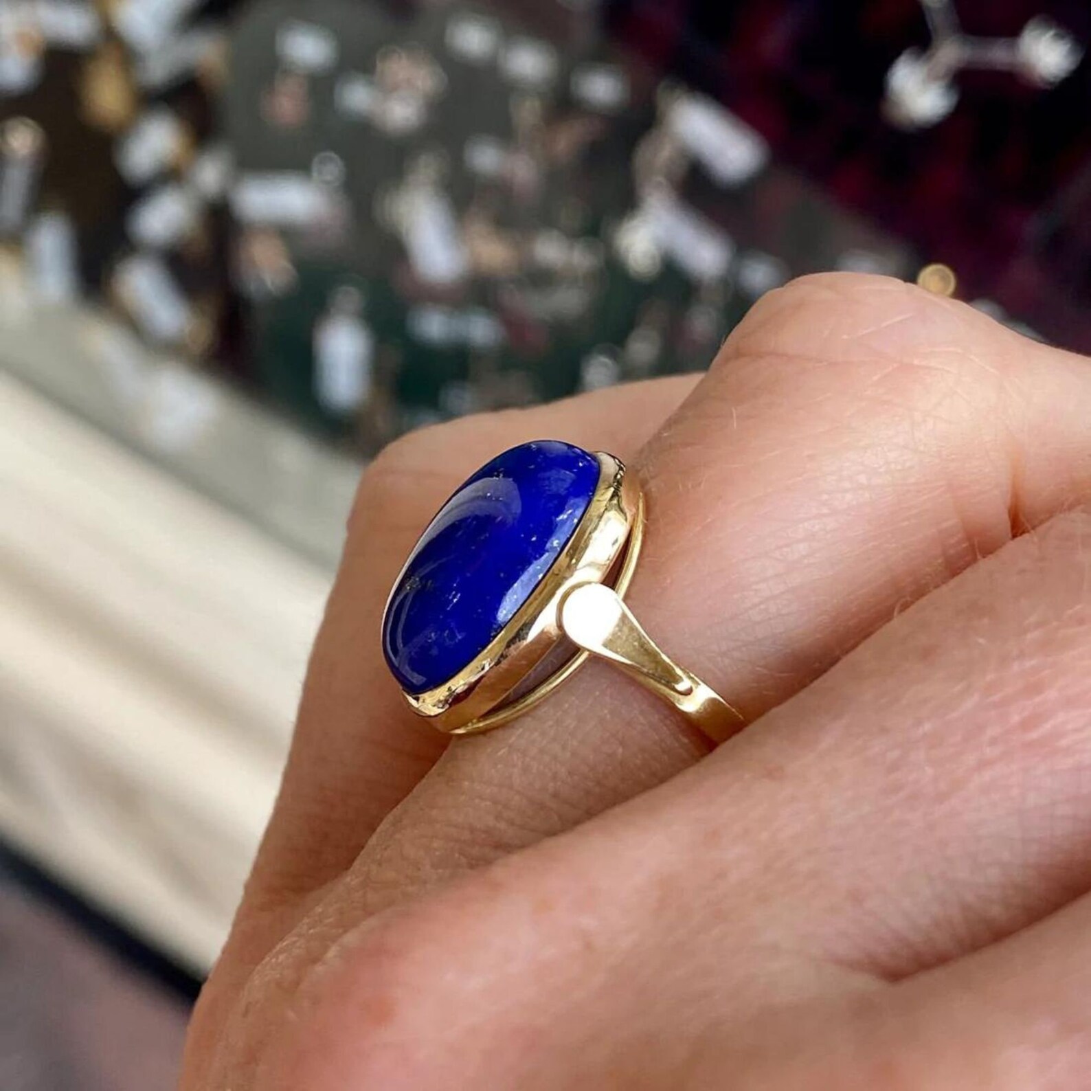 Lapis Lazuli Ring, Natural Oval Cut Blue 5 to 10 Carat Lapis Lazuli ...