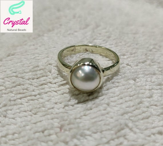 Natural South Sea Pearl Ring in Sterling Silver Ring White | Etsy