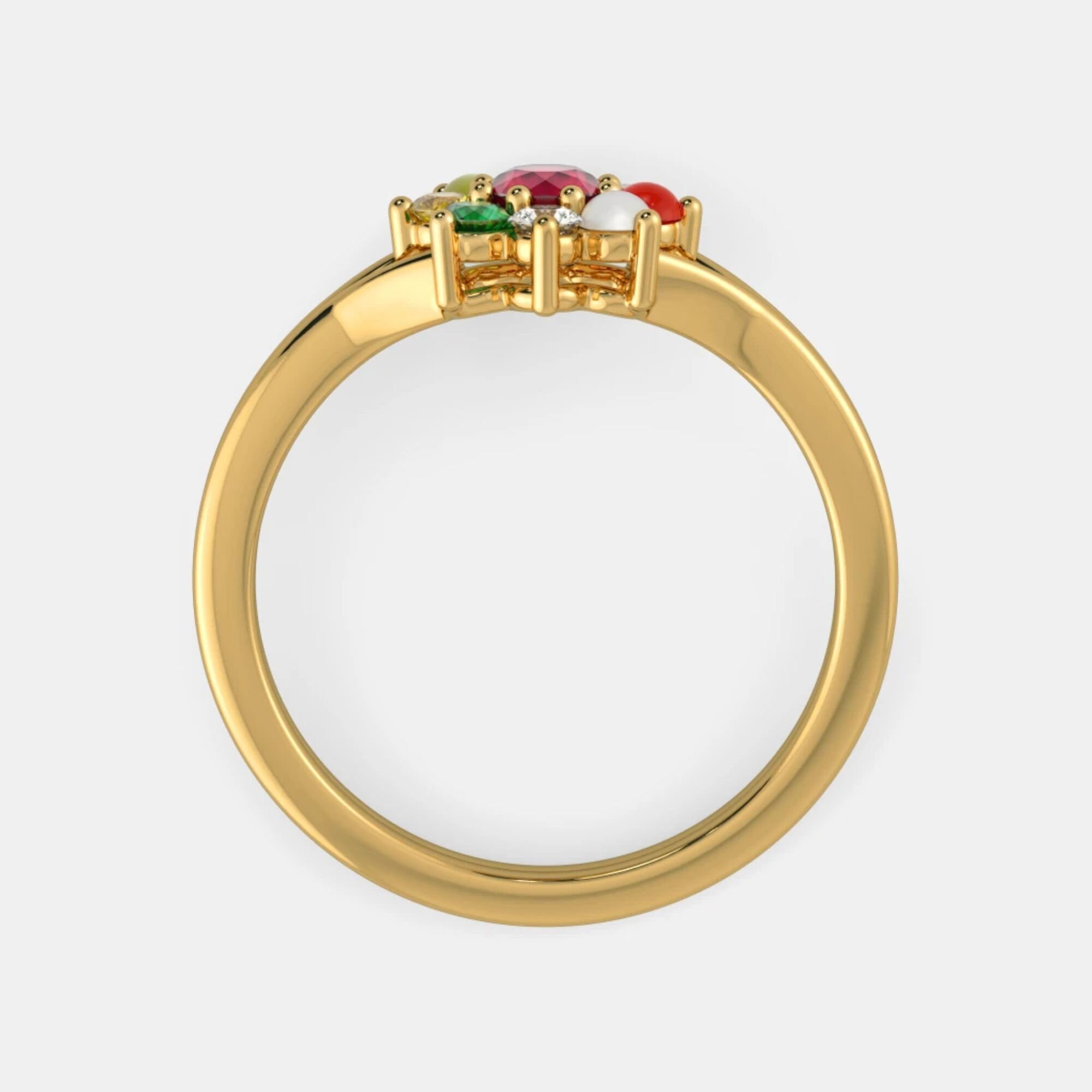 Nine Gemstone Ring, Natural and Certified Navratna Ring, 3mm Center & 2 ...
