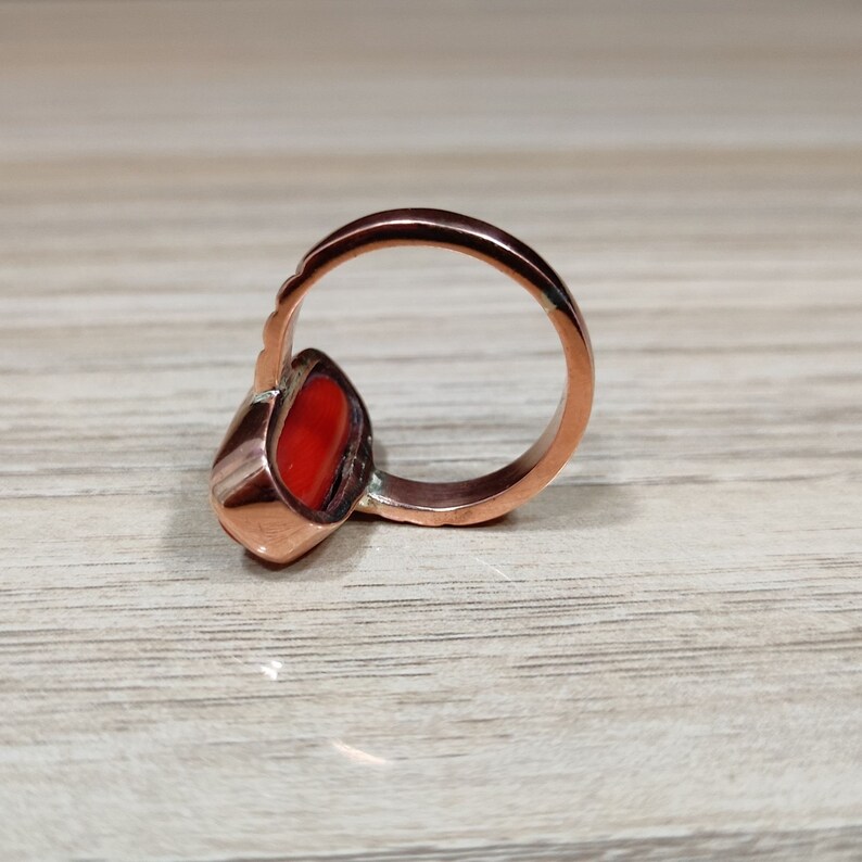 Natural 7-9 Ct Long and Cylindrical Red Coral/ Moonga/ Munga Ring With ...