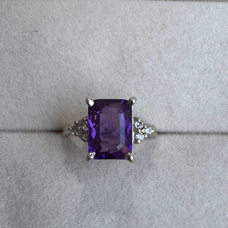 Purple Amethyst Ring in Sterling Silver, Stacking Ring for Women ...