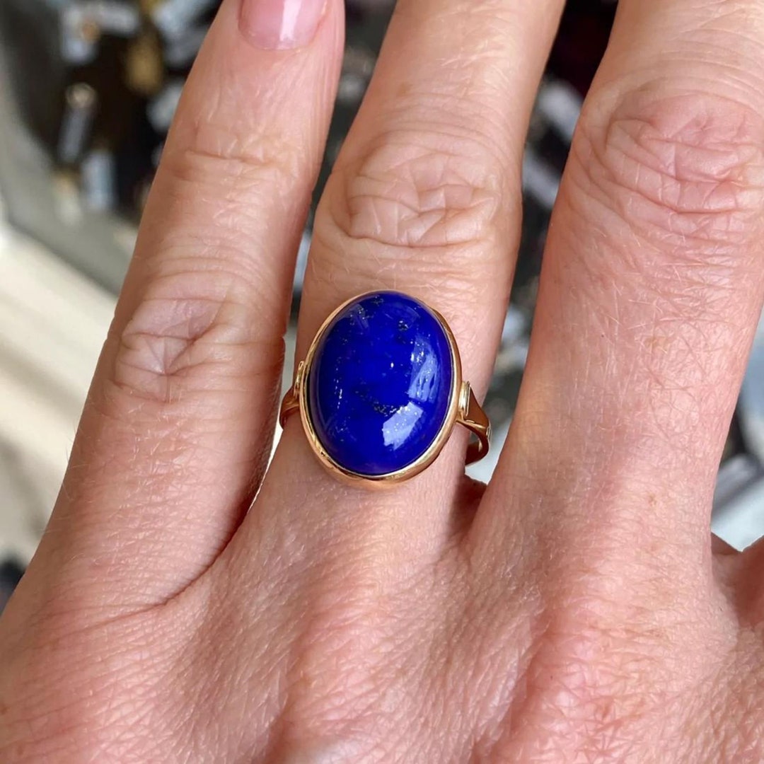 Lapis Lazuli Ring, Natural Oval Cut Blue 5 to 10 Carat Lapis Lazuli ...