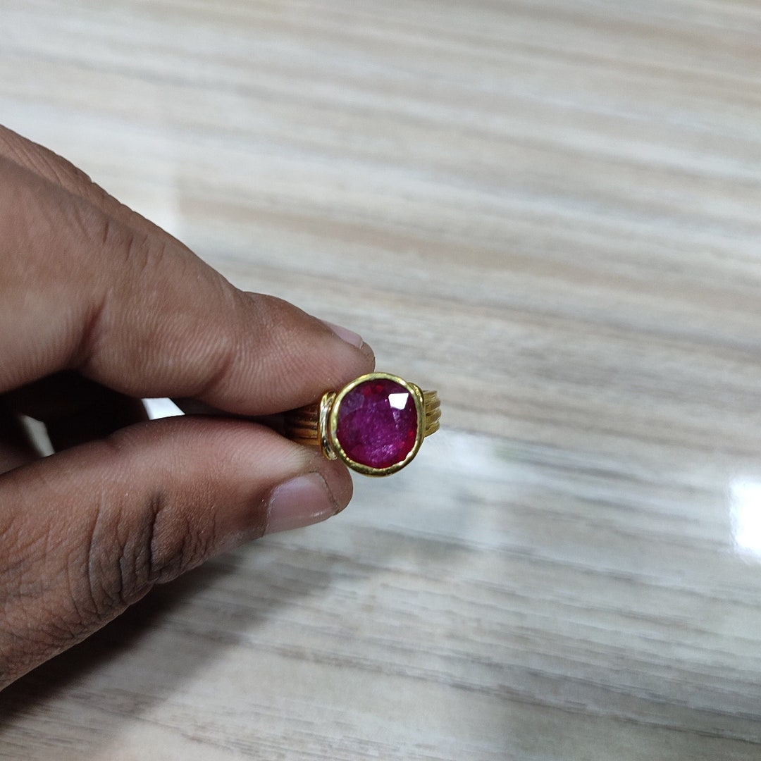 Mozambique Red Ruby Ring, Rashi Ratan Ring, Astrology Gemstone Ring ...