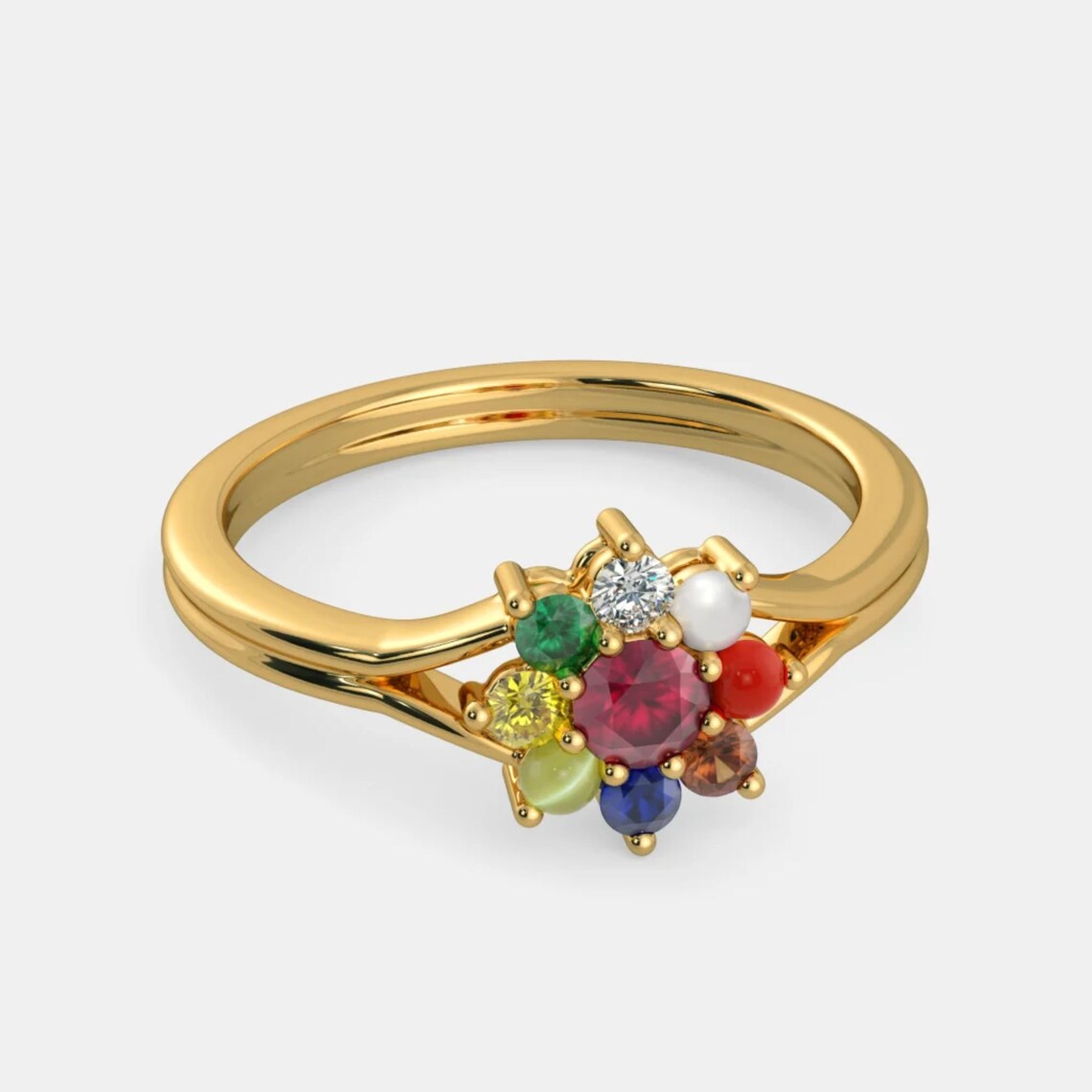 Nine Gemstone Ring Natural and Certified Navratna Ring 3mm - Etsy