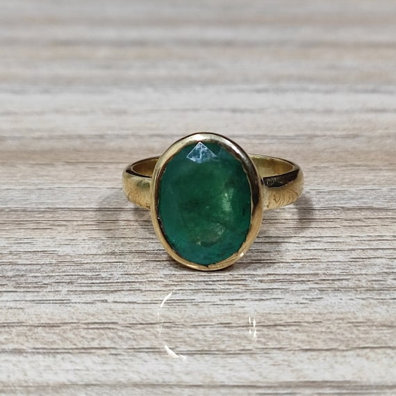 Natural Emerald Ring Oval Cut 4 to 7 Carat Natural and Certified Emerald panna Ring in Panchdhatu for Men and Women Etsy