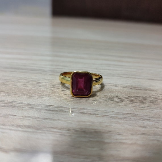 Natural Ruby Ring Emerald Cut 6 Carat Ruby manik Ring in Pancdhatu Ring for Men and Women Statement Astrology Ring Etsy Canada