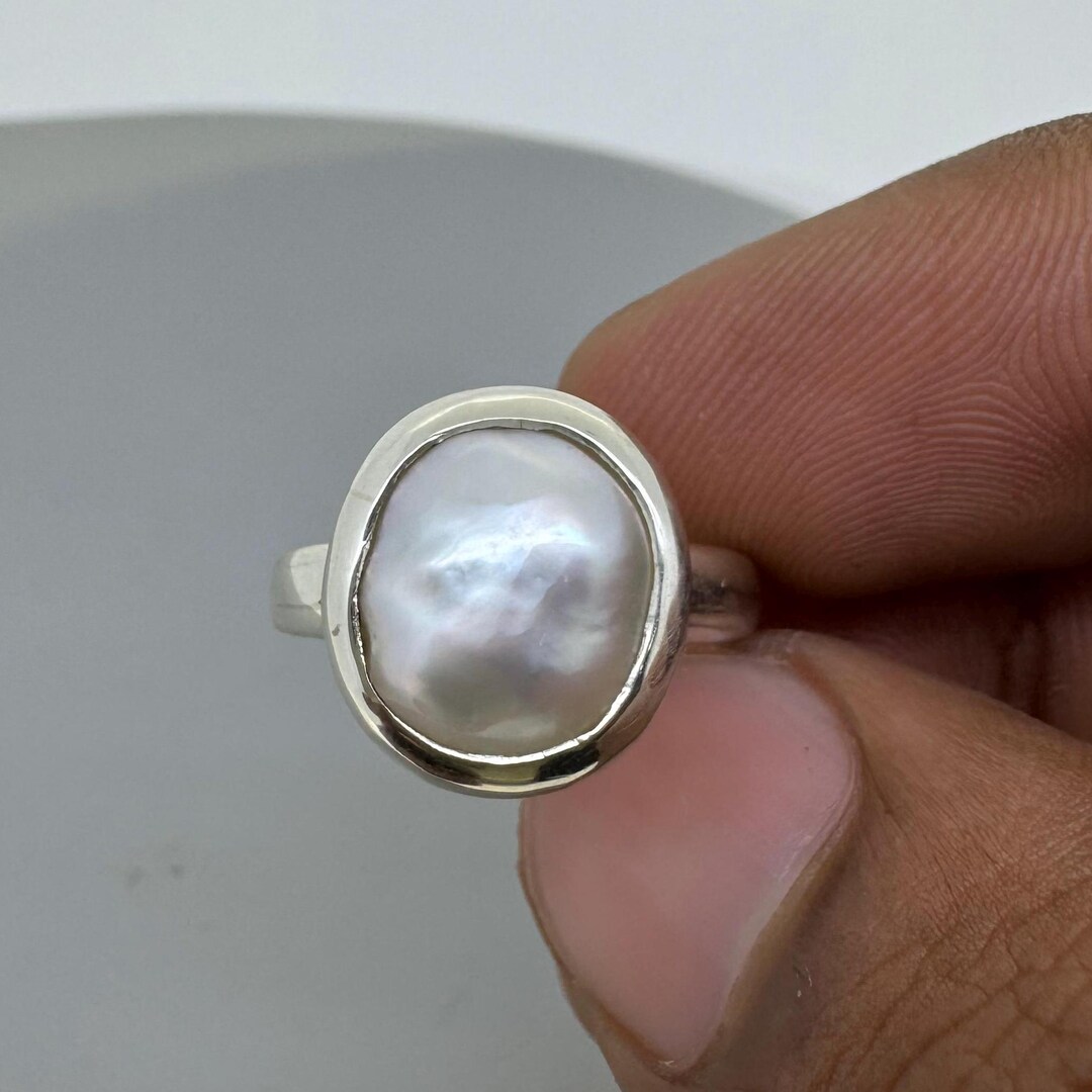 Natural Pearl Ring |lab Certified and 100% Original White Pearl/ Moti ...