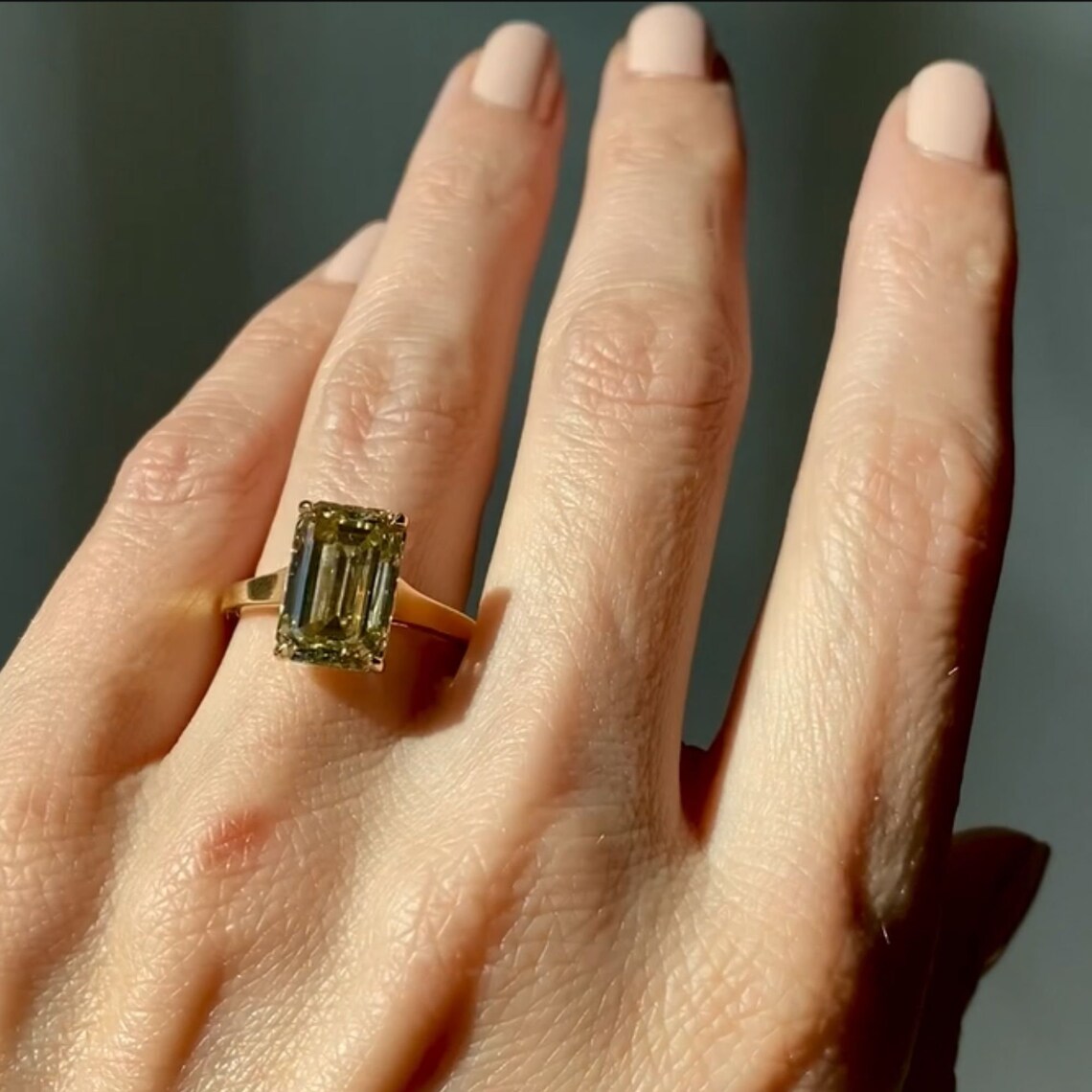 Natural Citrine Ring, Lab Certified 5 to 10 Carat Emerald Cut Yellow ...