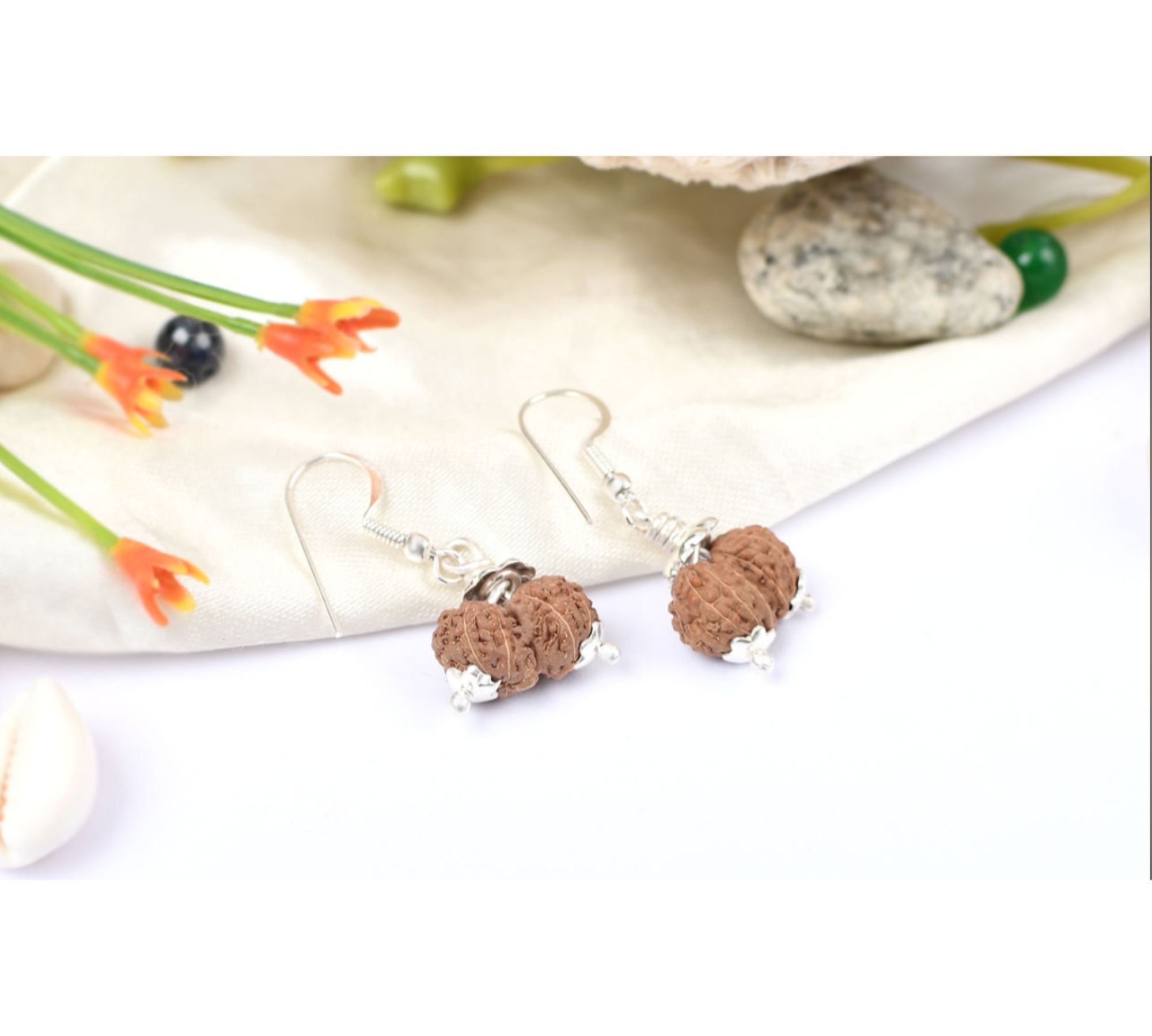 2 Mukhi Rudraksha Earrings in Sterling Silver | Etsy