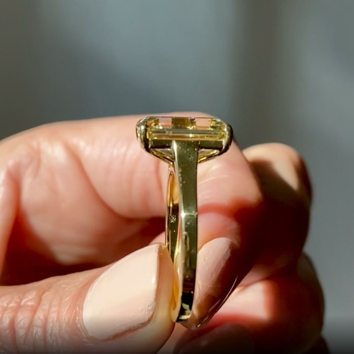Natural Citrine Ring, Lab Certified 5 to 10 Carat Emerald Cut Yellow ...