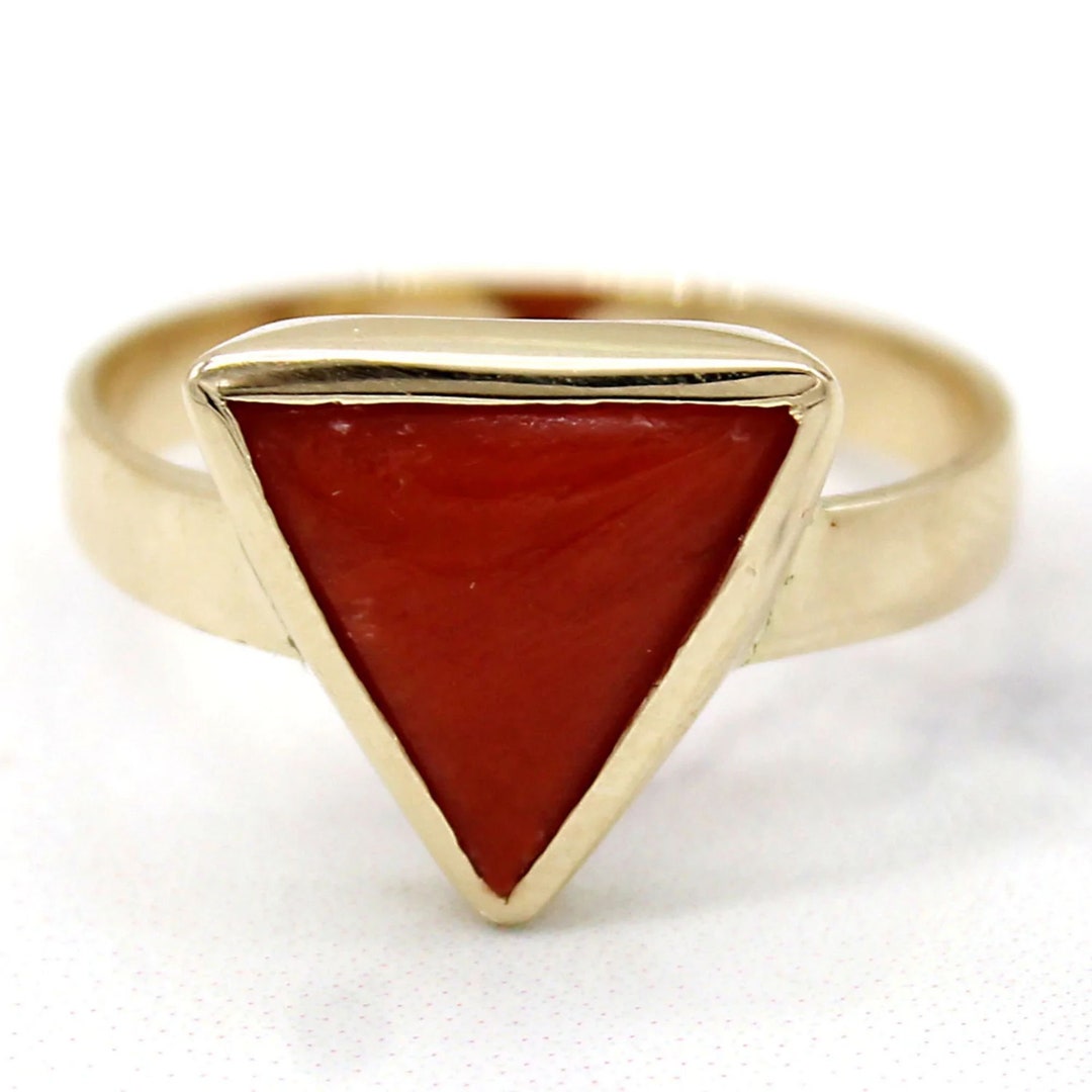 Red Coral Ring, 100% Natural and Certified 3 to 9 Ratti Triangle Shape ...
