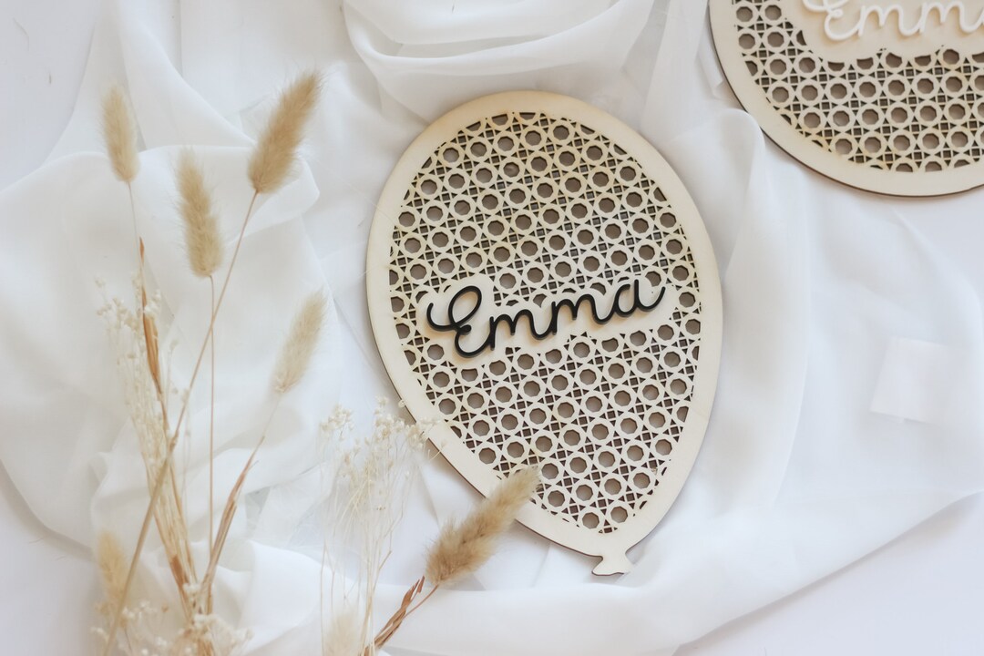 Personalized Balloon Name Tag Door Sign Wooden Sign Children Baby ...