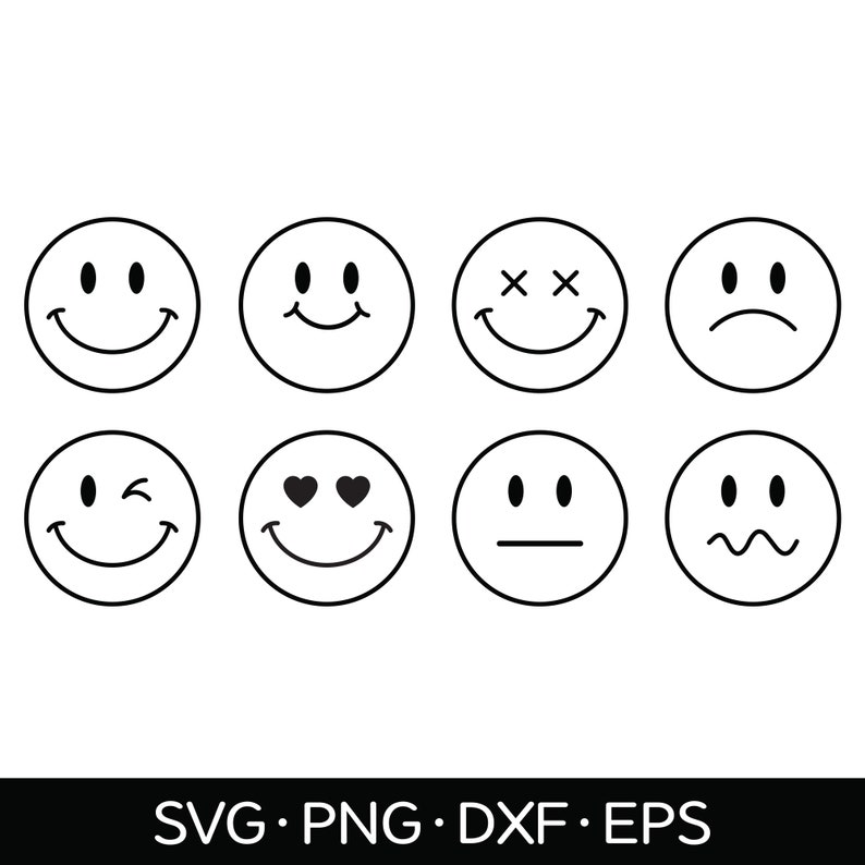 Smiley Face SVG Files, Happy Face SVG, Smiley Face Clip Art, Feeling ...