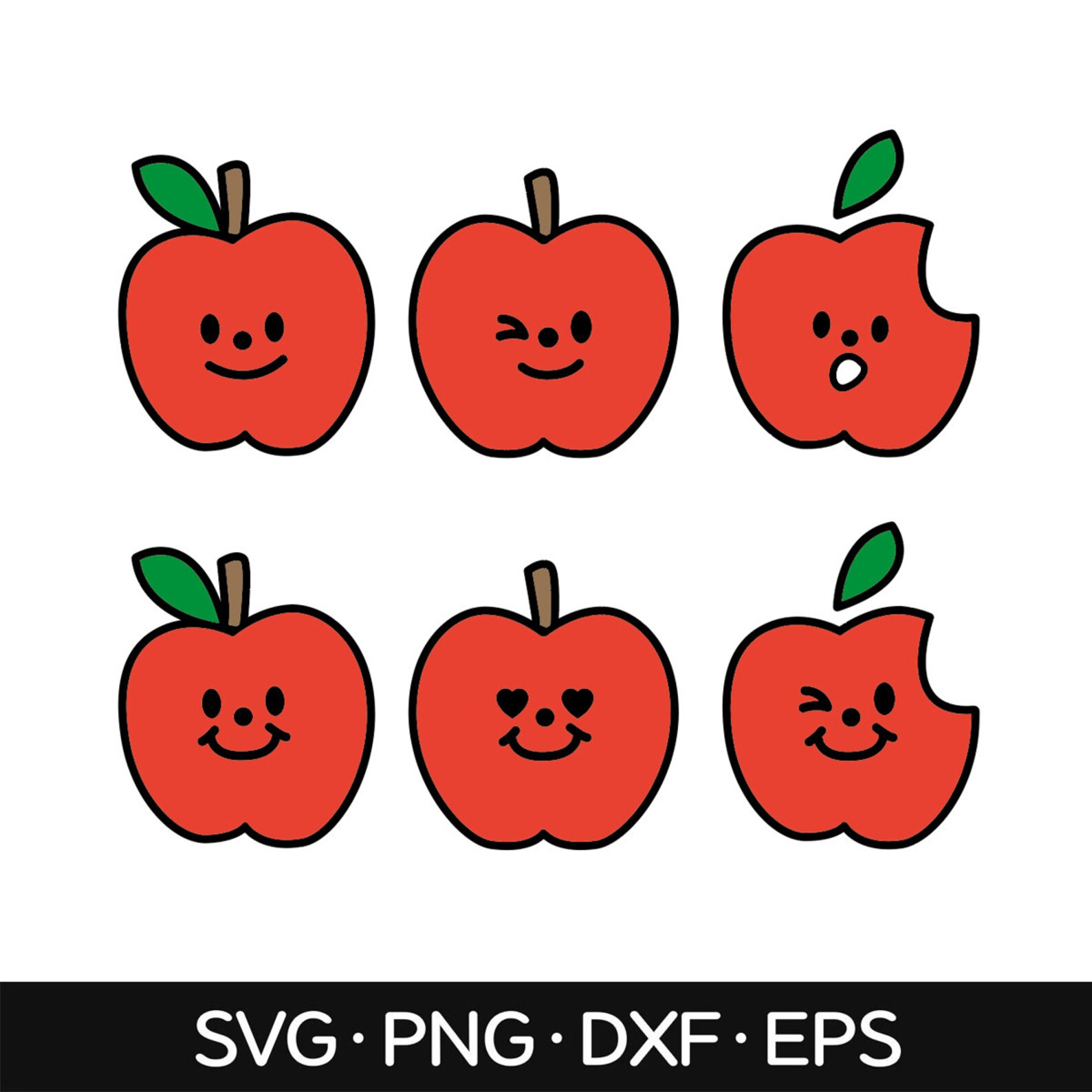 Happy Apple Svg, Apple Png, Apple Dxf, Kawaii Apple Svg, Cricut Apple ...