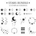 Stars Bundle SVG Hand Drawn Shooting Star Svg Lone Star Svg Star Shower ...