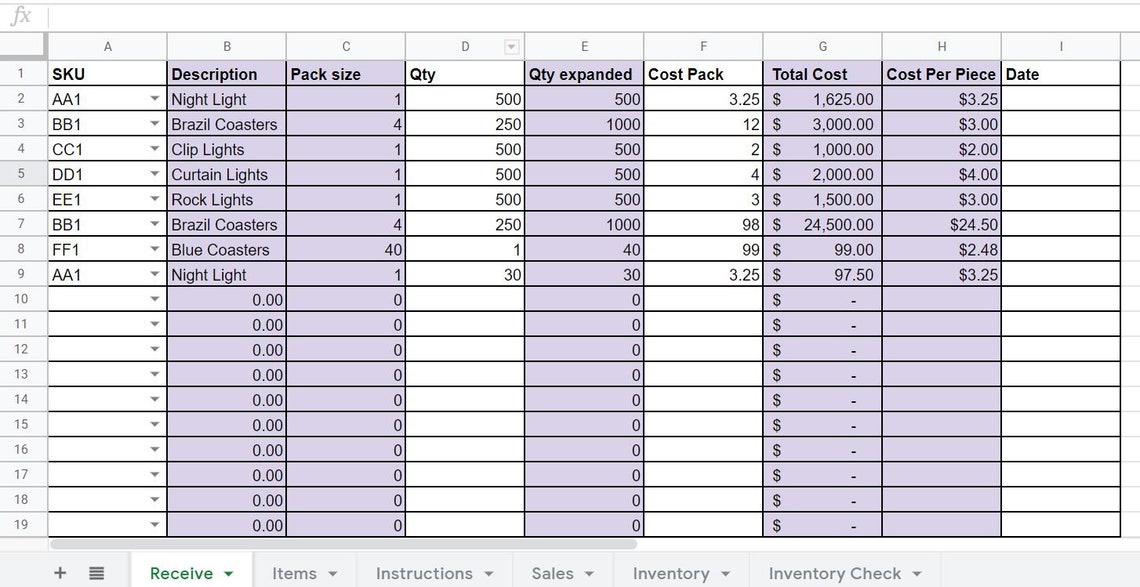 Digital Inventory System - Etsy