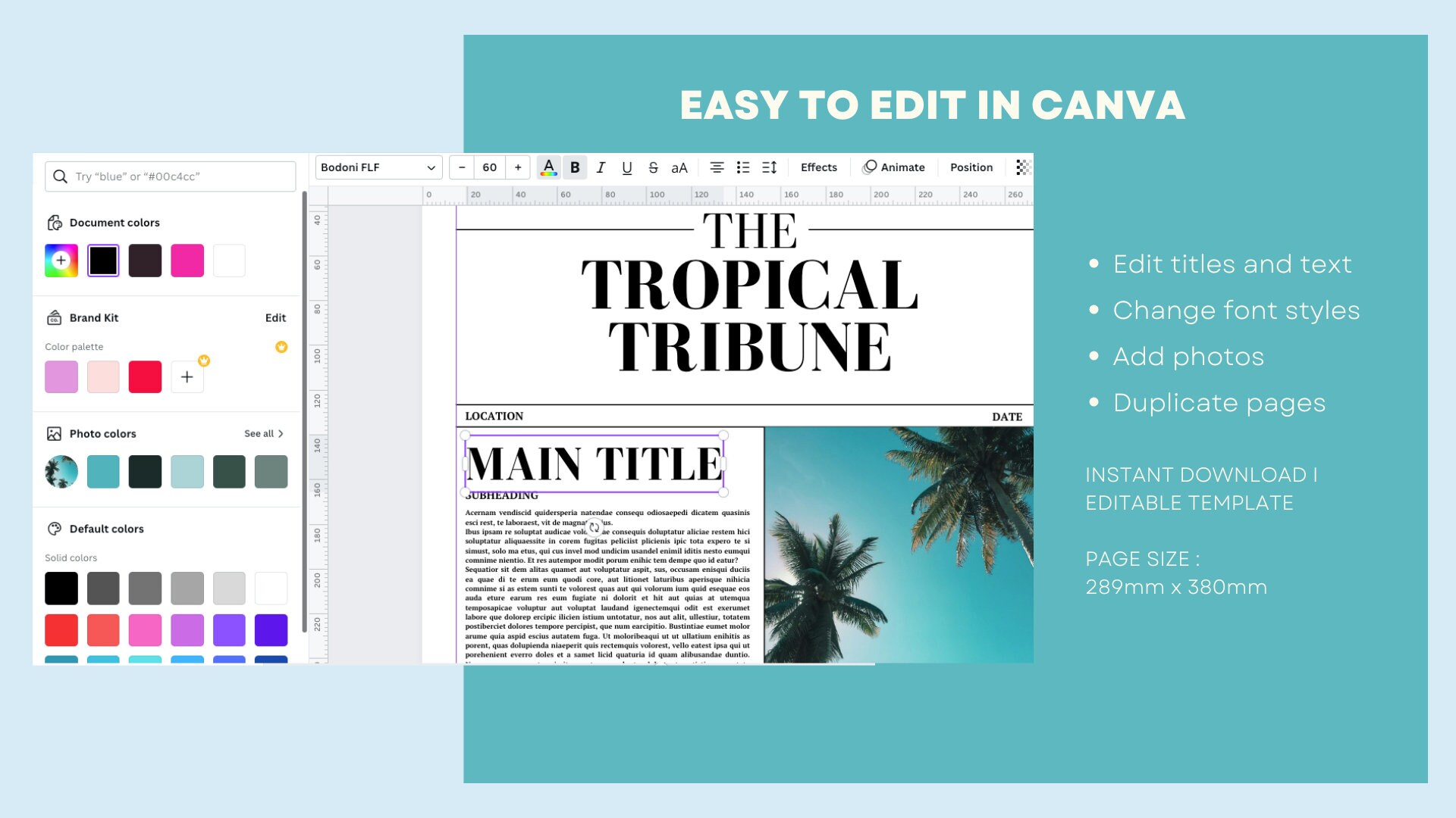Customizable Newspaper Template for Canva Digital Download : Perfect ...