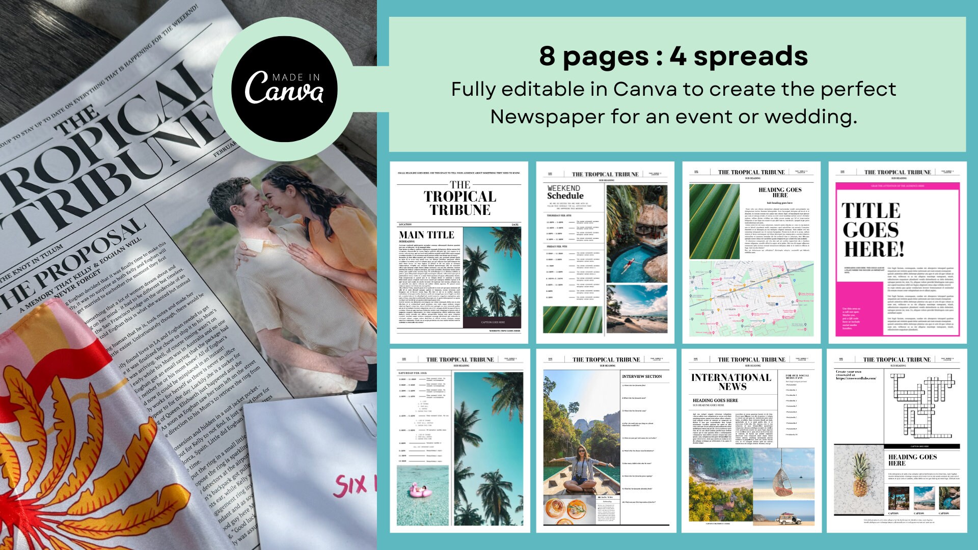 Customizable Newspaper Template for Canva Digital Download : Perfect ...