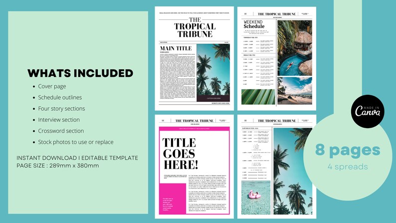 Customizable Newspaper Template for Canva - Digital Download : Perfect ...