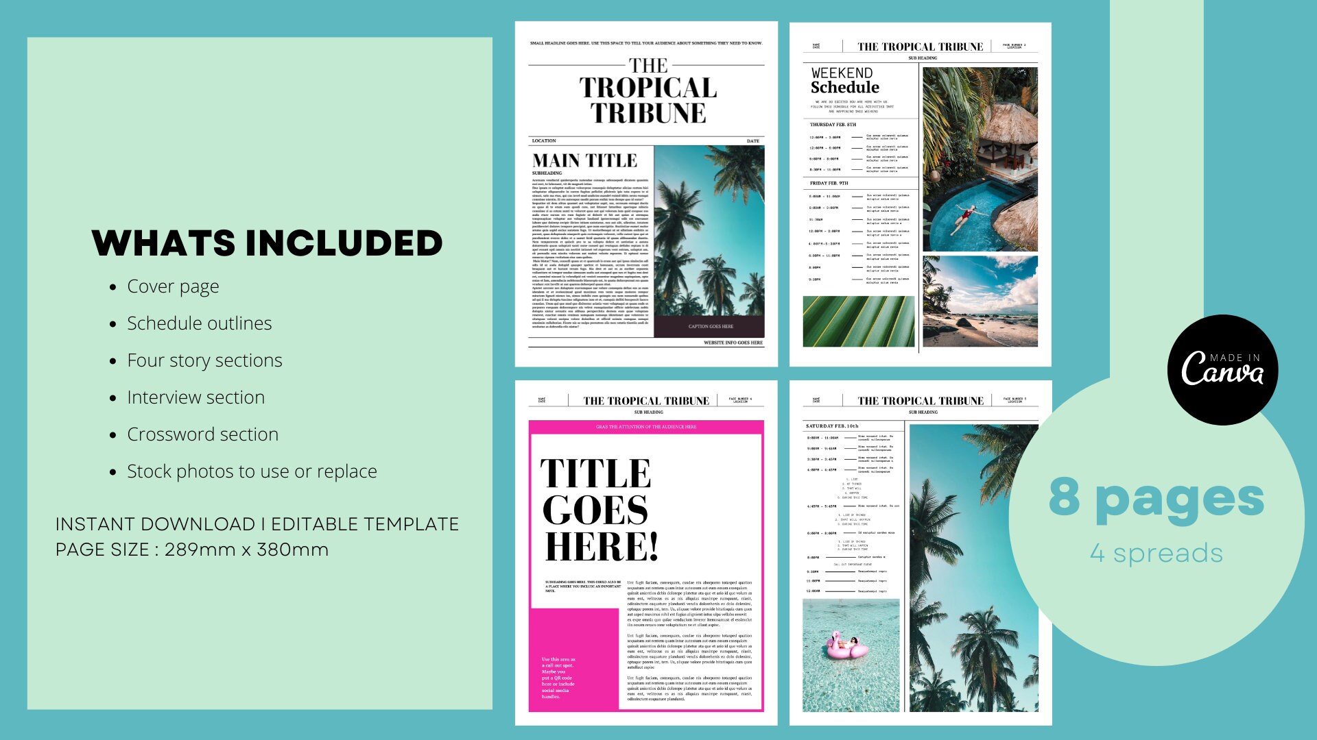 Customizable Newspaper Template for Canva Digital Download : Perfect ...