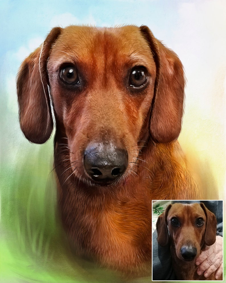 Personalized Custom Dog Portrait From Photo Dog Painting Dog Portrait ...