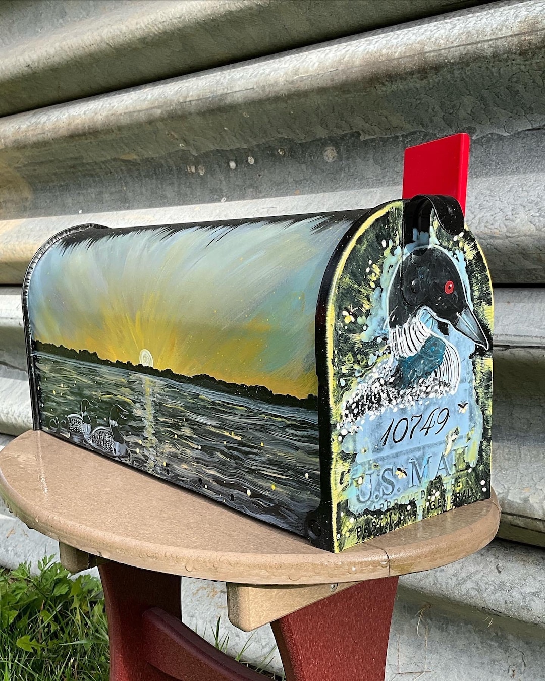 Hand Painted Mailbox, Medium Mailbox, Waterscape, Artistic, Unique ...