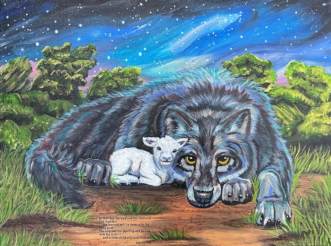 In That Day… Art Print, Wolf and Lamb, Animal Print, Christian Art ...