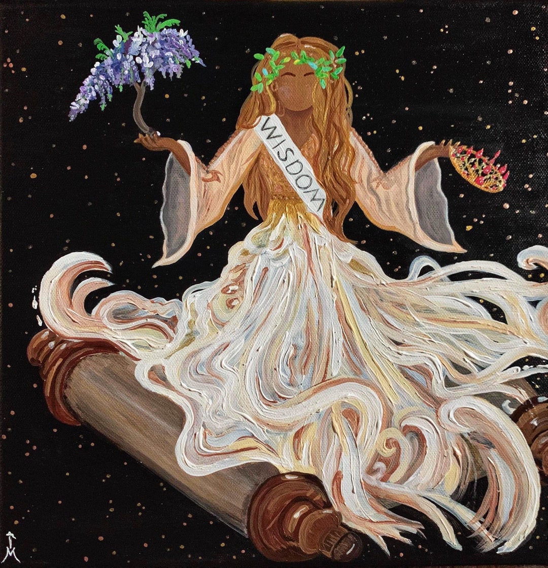 Wisdom Art Print, Proverbs, Woman Poster, Bible Art, Religious Painting ...