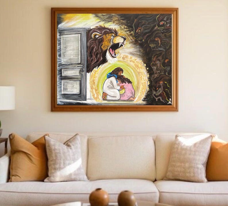 Isaiah 41:10 Art Print, Lion Art, Lion and Little Girl, Inner Child ...