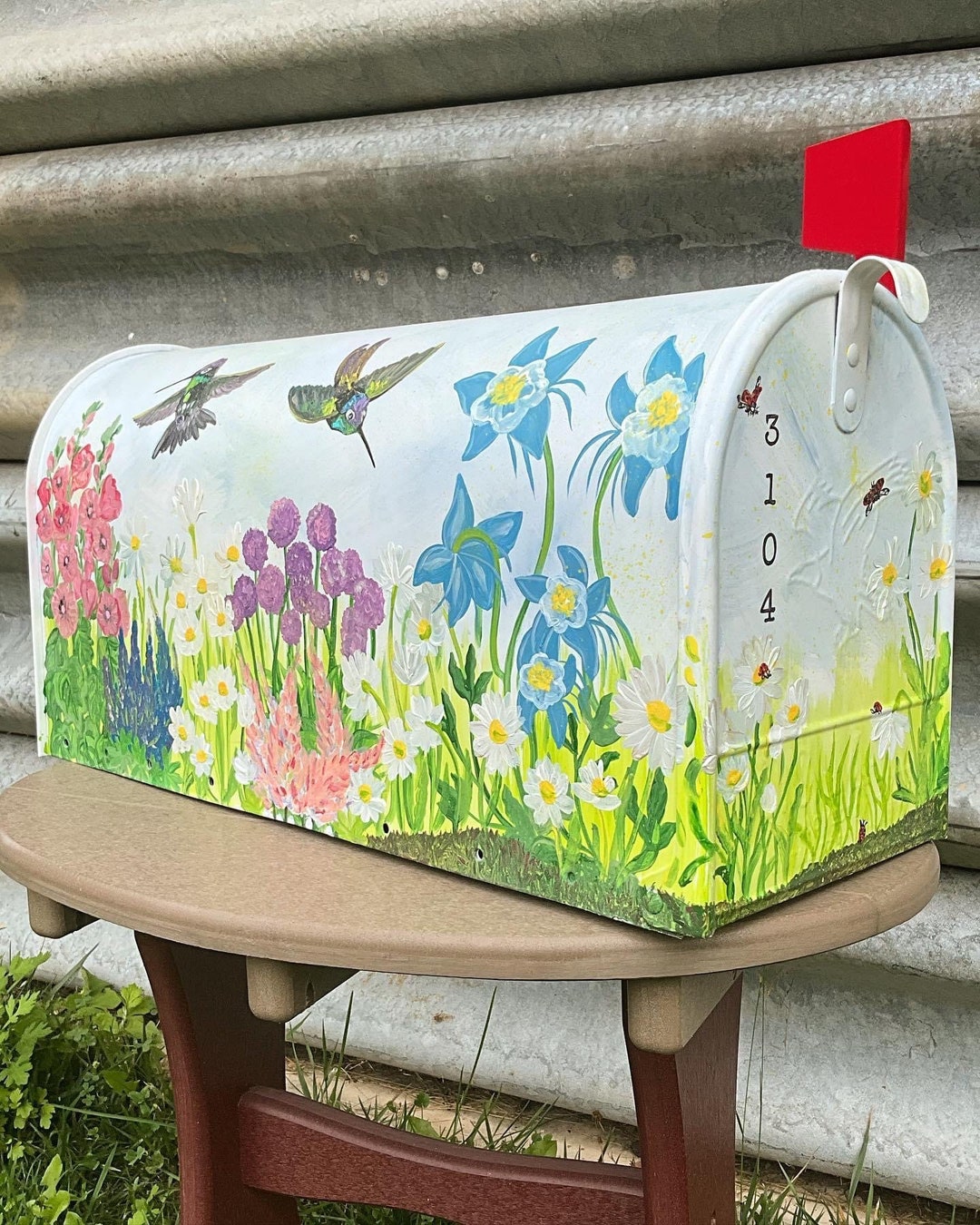 Hand Painted Large Mailbox, Large Mailbox, Hydrangeas, Wildflowers ...