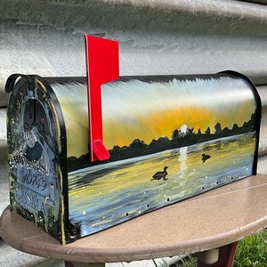 Hand Painted Mailbox, Medium Mailbox, Waterscape, Artistic, Unique ...