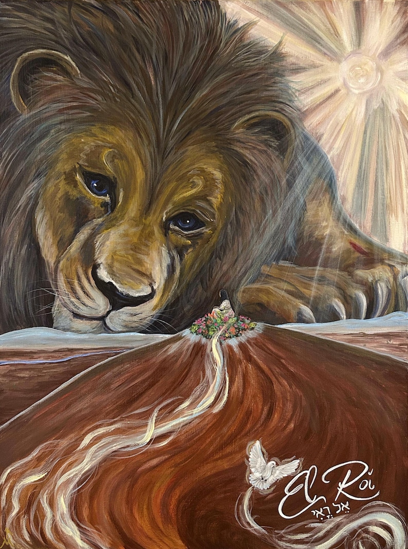 El Roi Art Print, Lion Art, Lion and Girl, Inner Child Healing, Animal ...