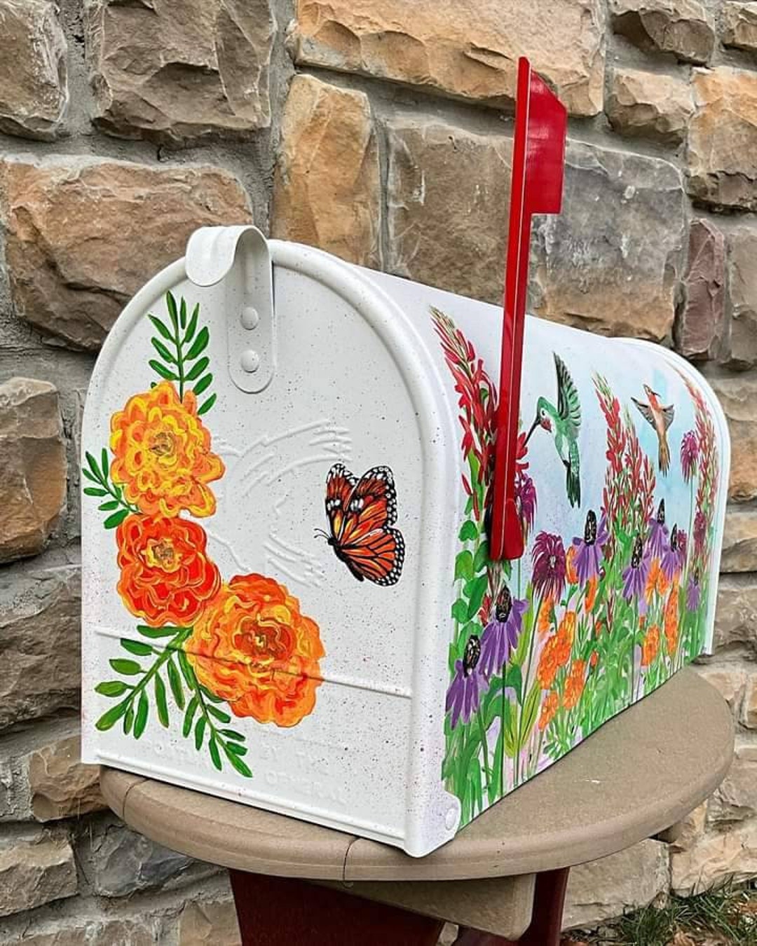 Hand Painted Mailbox, Large Mailbox, Mountains, Wildflowers ...