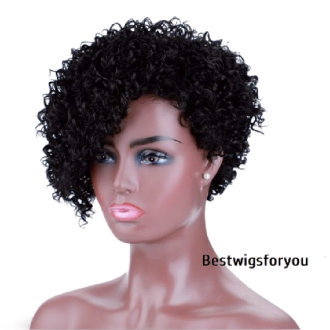 Short Curly Afro Wig Natural Dark Colour How to Change Your - Etsy
