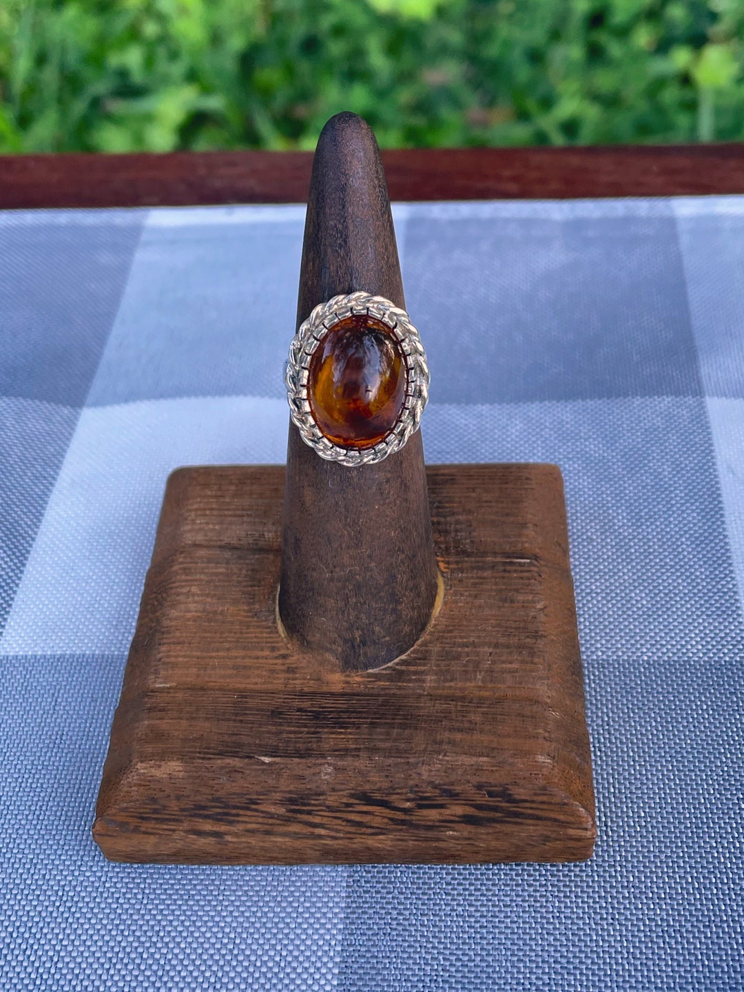 Natural Amber Sap With Sediments Twisted Halo Sterling Silver Statement ...