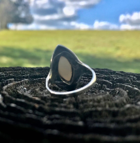 Vintage 925 White Opalescent Stone Silver Illusion Tr… - Gem