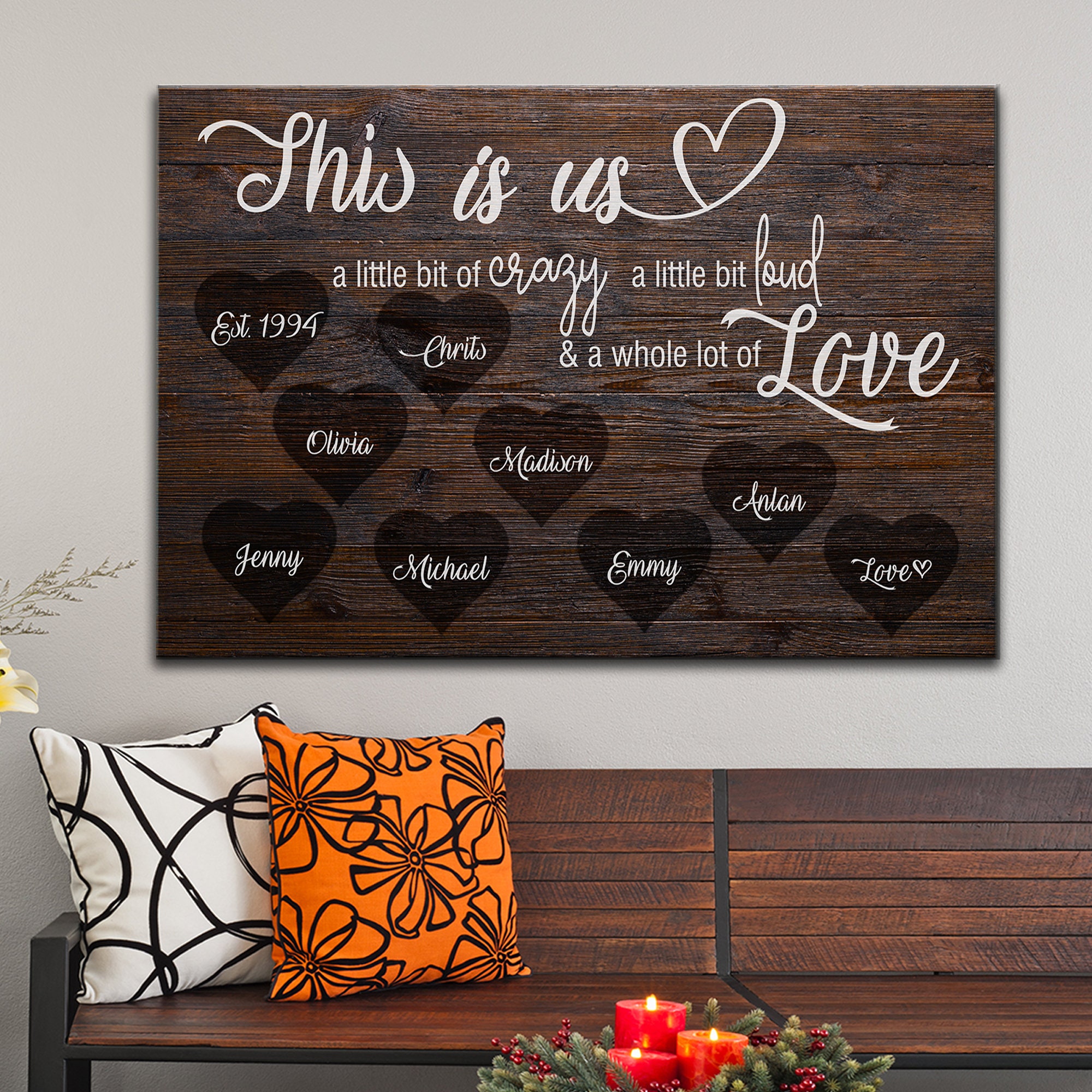 Personalized Family Multi-Names Premium Canvas Wall Art A | Etsy