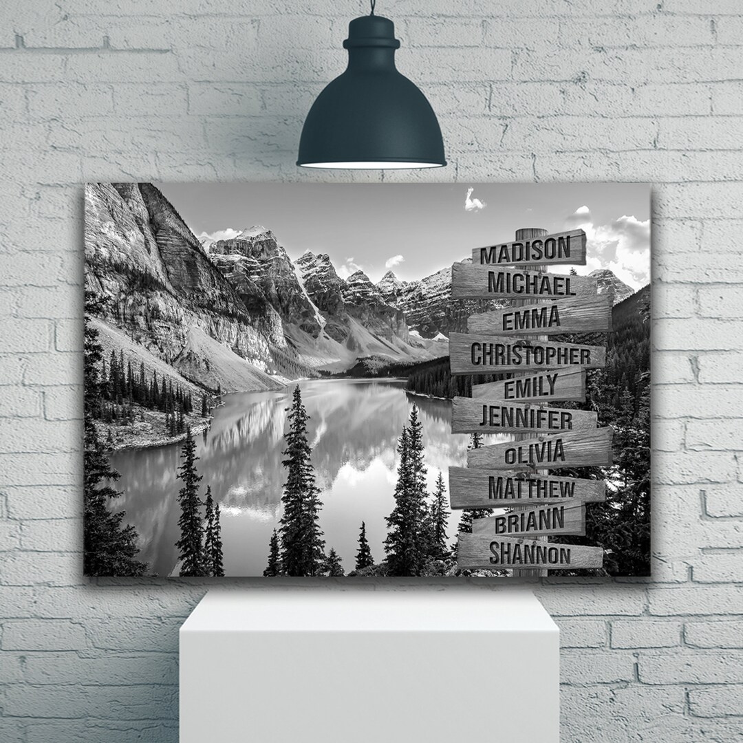 Mountain Art Personalize Canvas Wall Art With Name, Family Street Sign ...