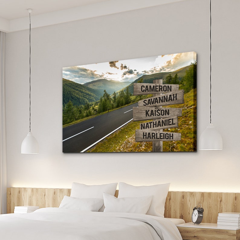 Custom Mountain Highway Wall Art With Personalized Family Names on ...